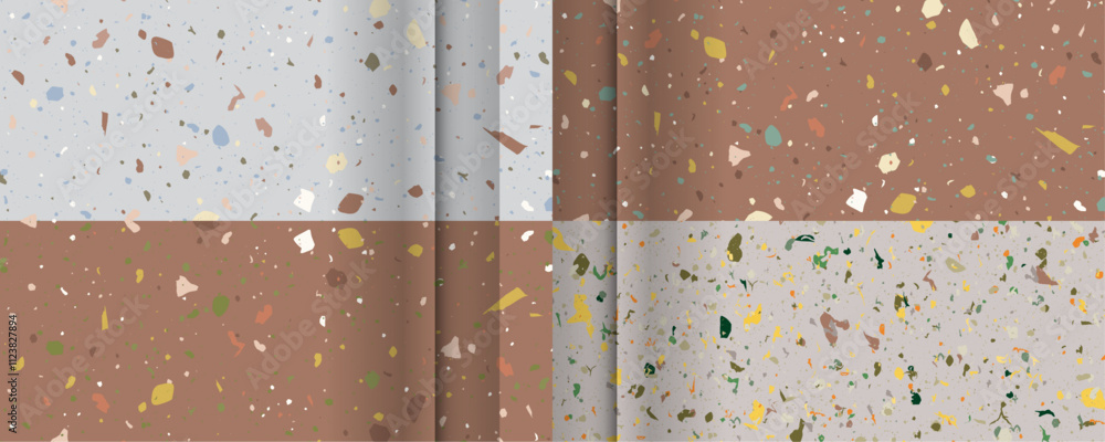 Set Mocha Mousse color 2025 2026 seamless terrazzo patterns. Pattern ...