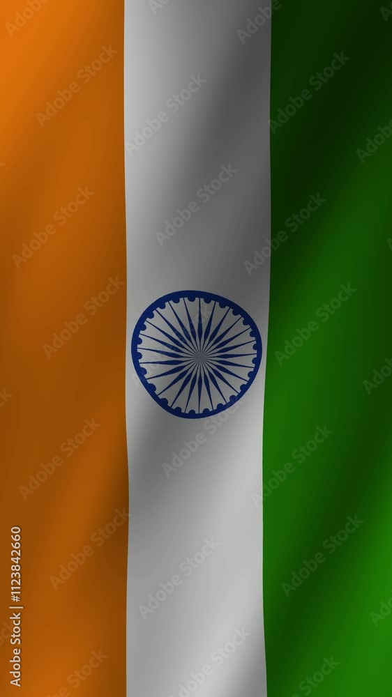 Vertical Flag of India waving animation, Vertical India Flag footage ...