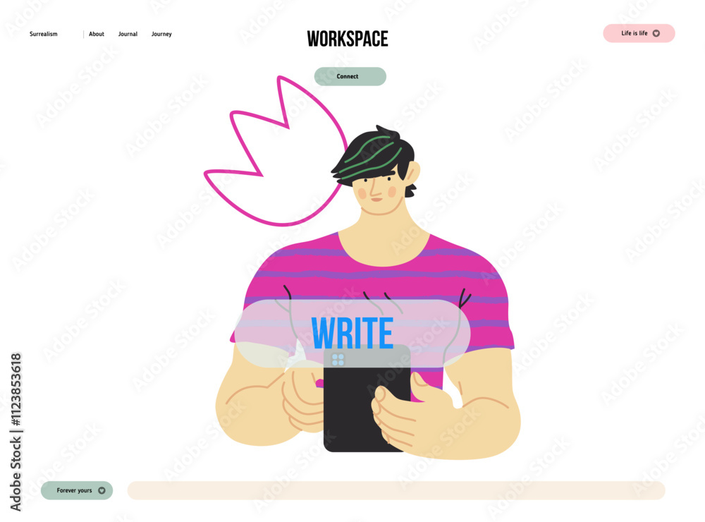 Writing people, modern flat vector concept illustration- standing man ...