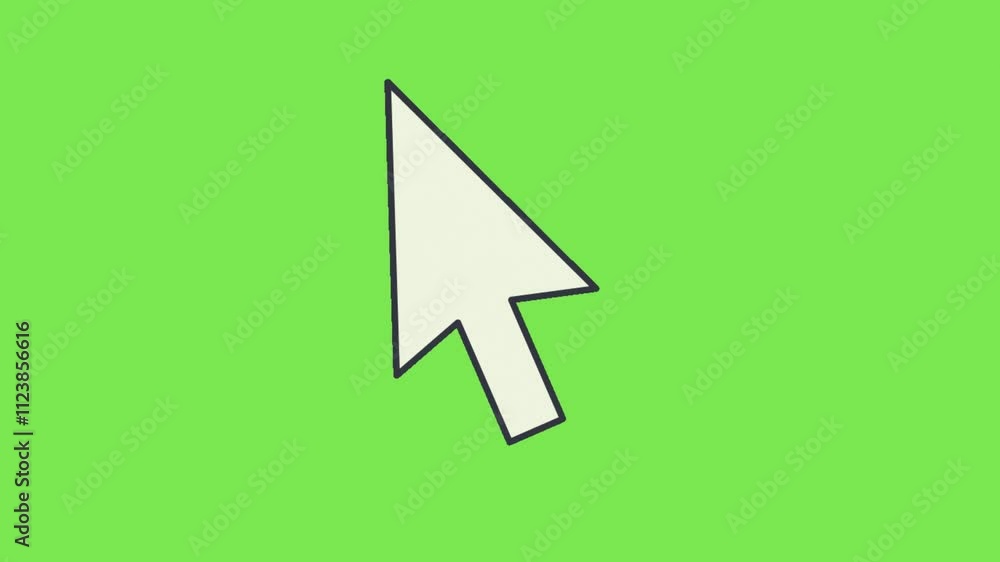 Animated Wiggling Mouse Cursor Icon with Playful Movement on Green ...