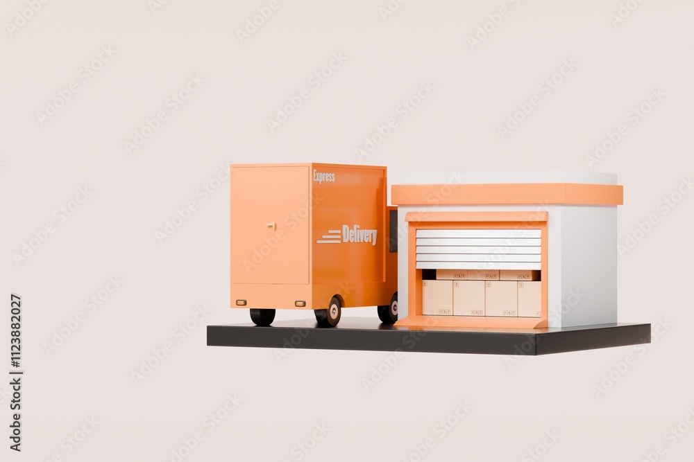 3d Warehouse package cargo building with stock parcel storage shipment ...