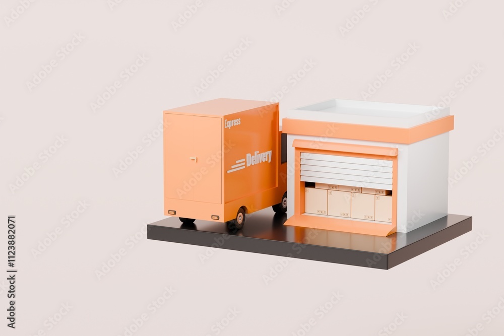 3d Warehouse package cargo building with stock parcel storage shipment ...