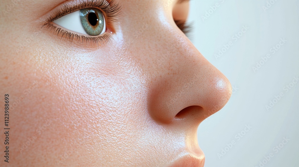 anatomically accurate nose modeling, delicate epidermal texture, warm ...