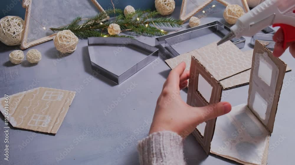 Cardboard paper Lantern House Sustainable Christmas preparation Diy ...