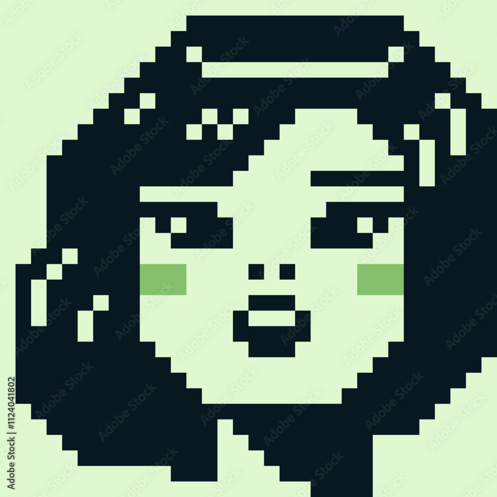 Pixel art portrait of cute girl, 8-bit, female character 80-s, avatar ...