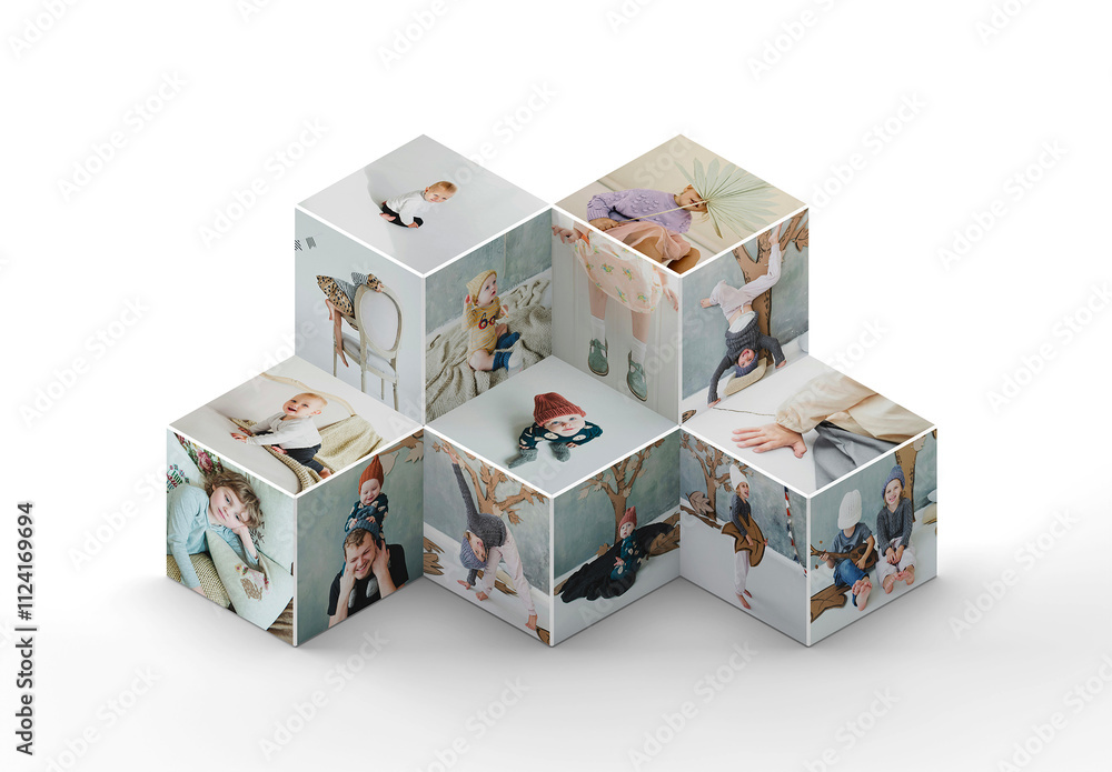 Cube Photo Collage Mockup Stock Template | Adobe Stock