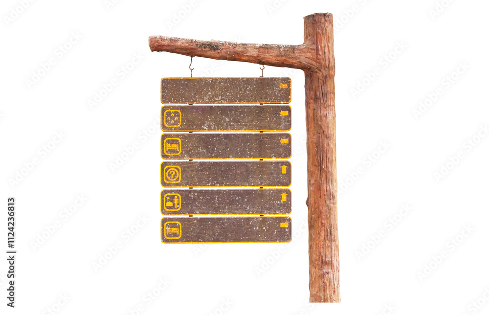 Signs brown wood old symbol tell way with arrows and icon Village ...