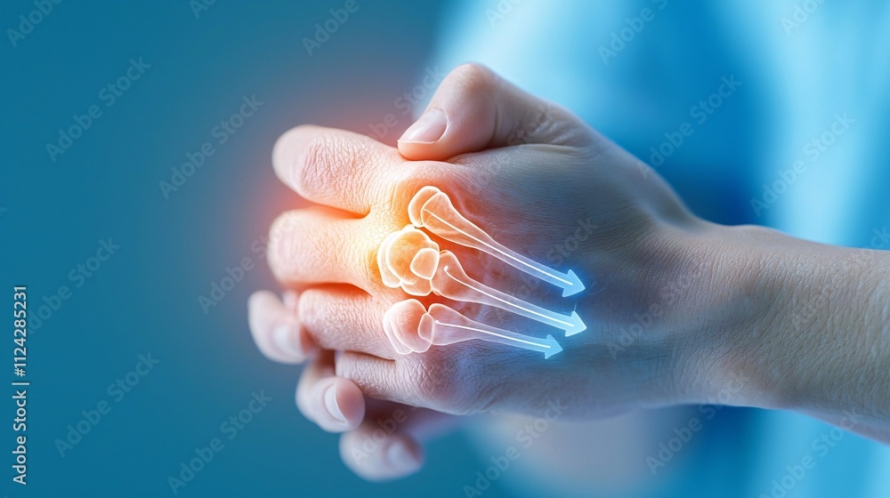 Health warning symptom concept. A hand grasping another with a glowing ...