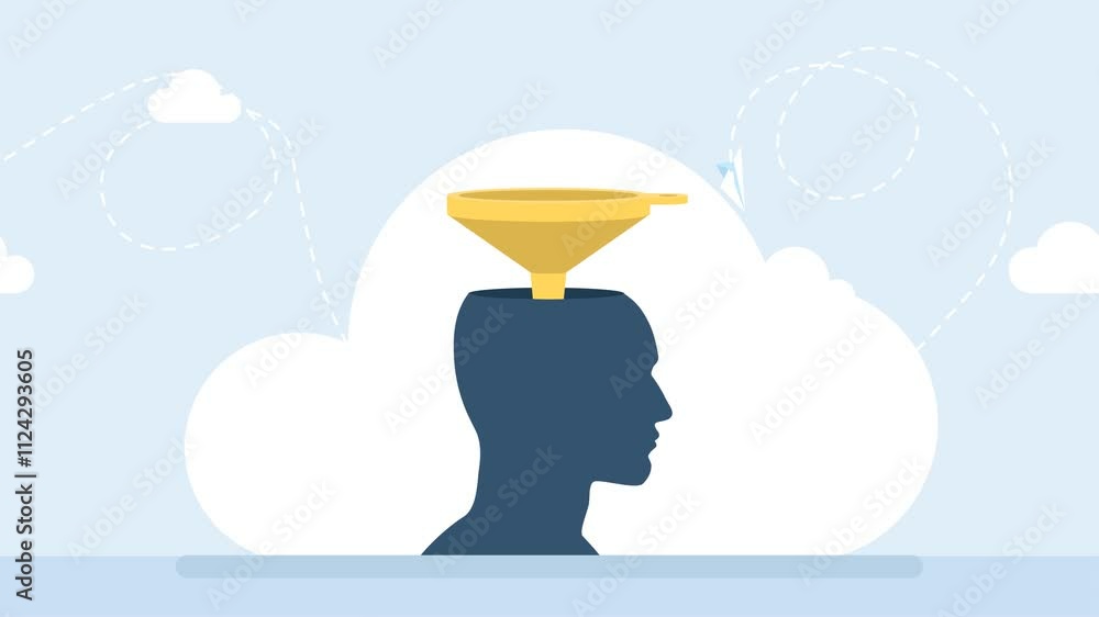 Refilling a brain. Quick learning. Silhouette of a man's head with a ...