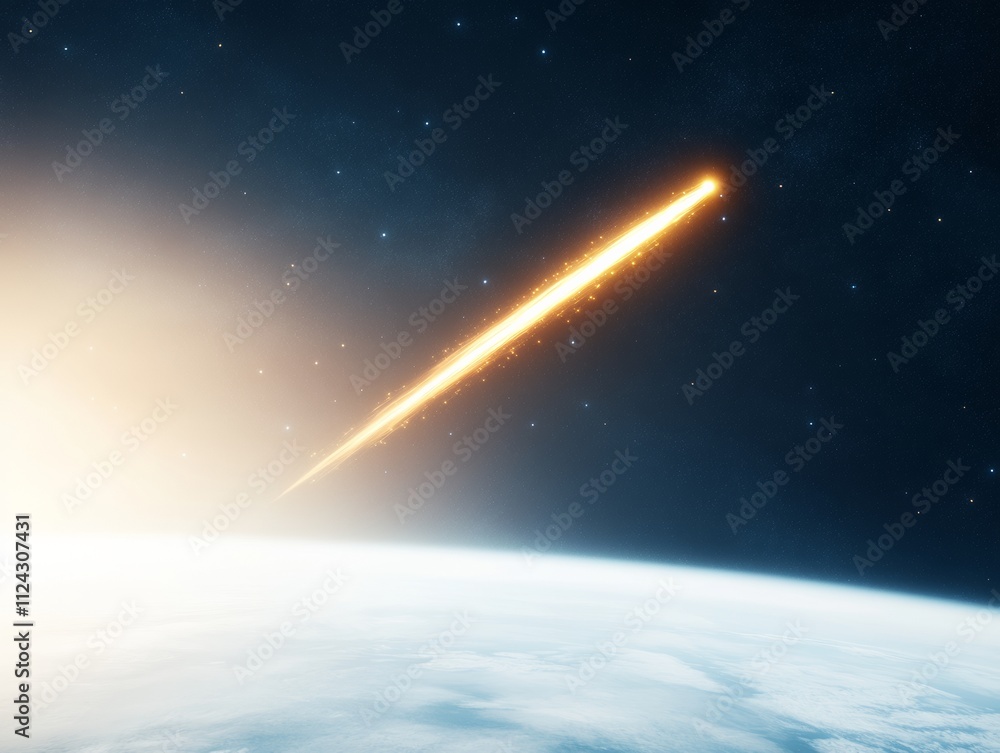 Fiery Meteor Shower Against Starry Night Sky Illustrating Cosmic ...