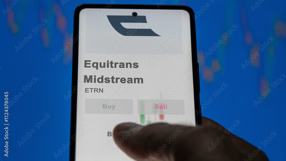 March 26th 2024, logo of Equitrans Midstream on a white wall in a hall ...