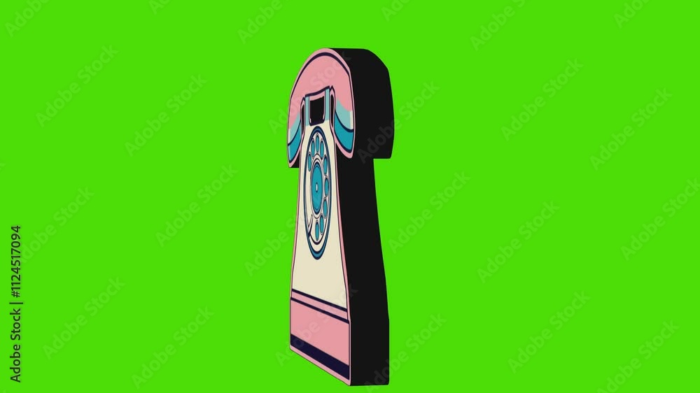 green screen animated 3d landline telephone icon Stock Video | Adobe Stock