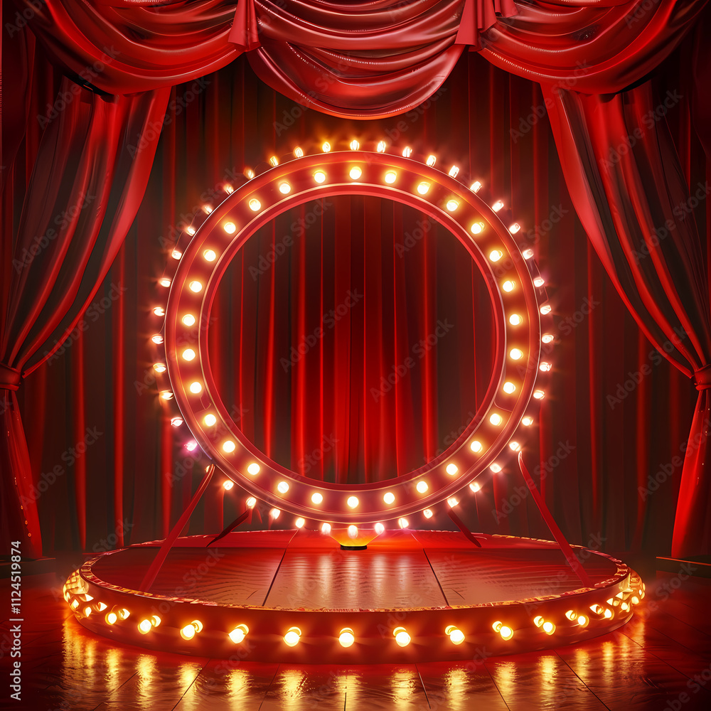 Red Velvet Stage: A dramatic backdrop of red velvet curtains frames a ...