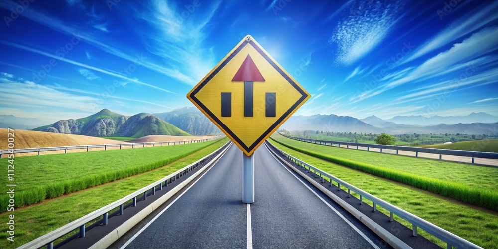 3D Illustration of a Divided Highway Traffic Sign with Realistic ...