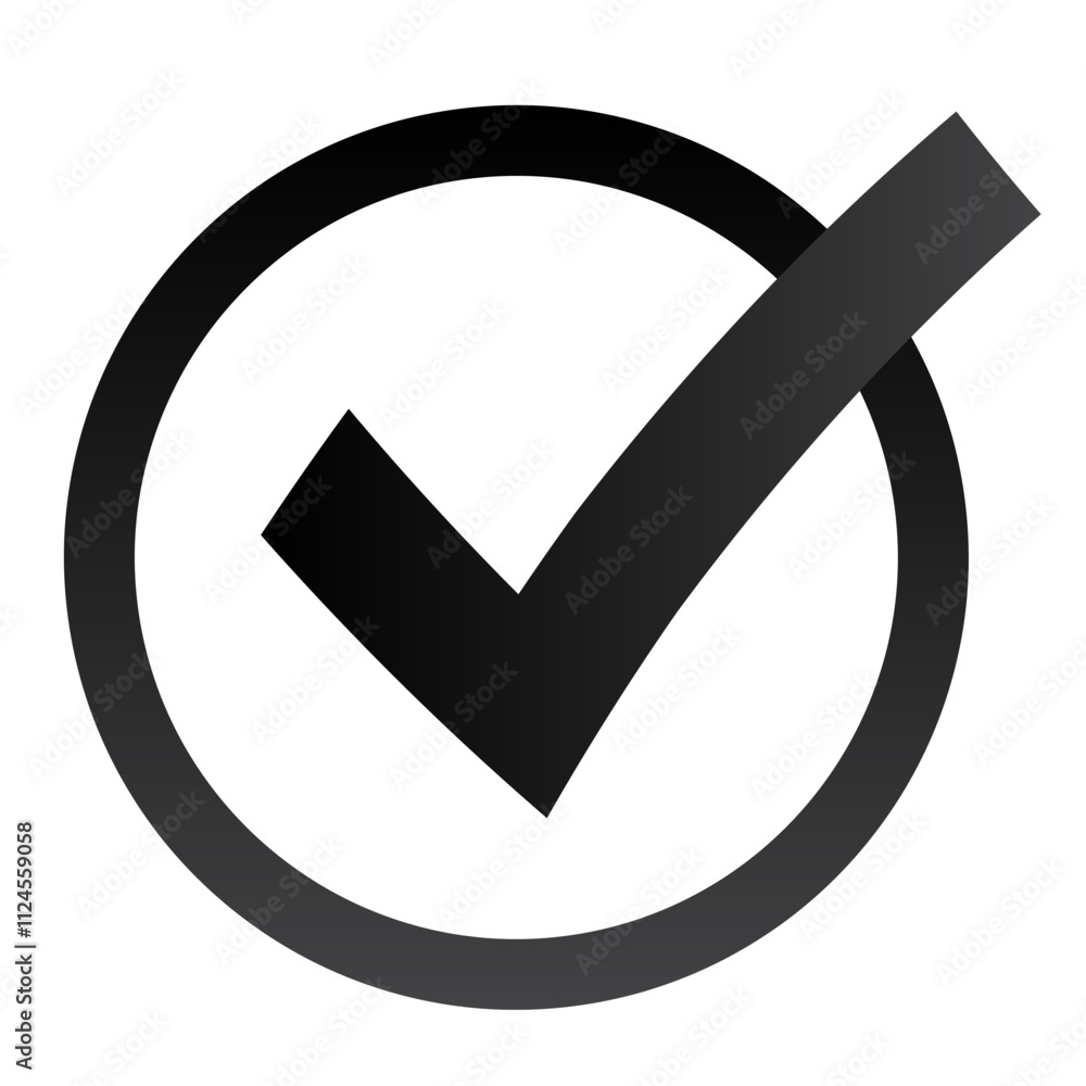 Black check mark icon. Vector logo template. Tick in a round sign ...