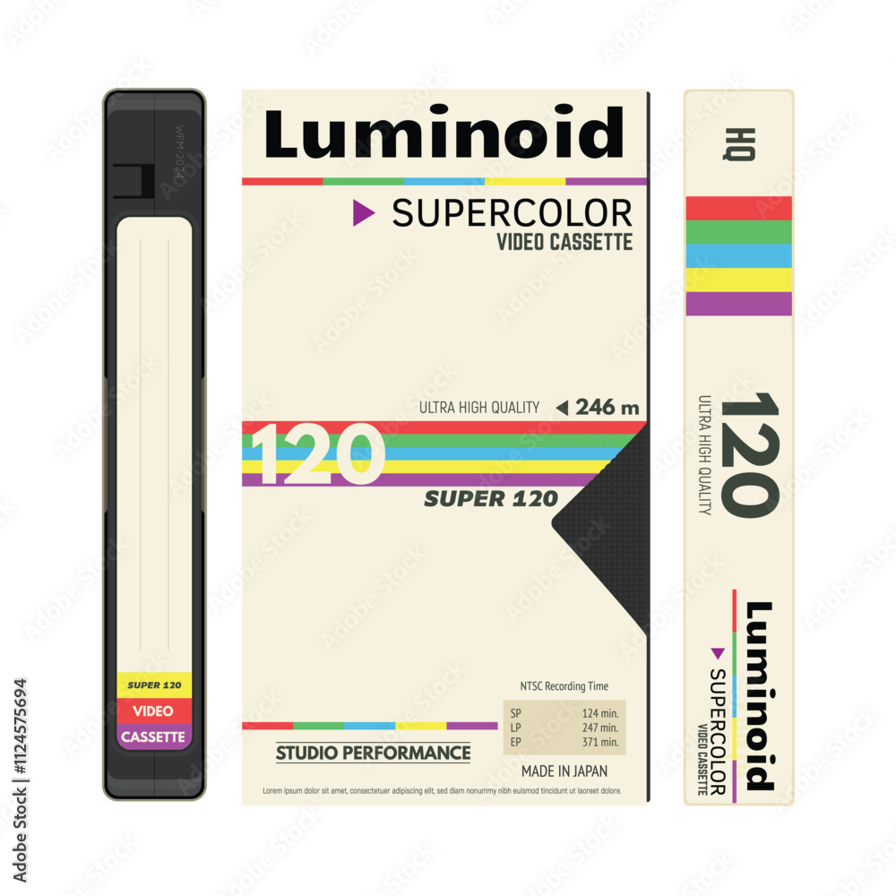 Poster Retro style VHS video cassettes front view with label and cover ...