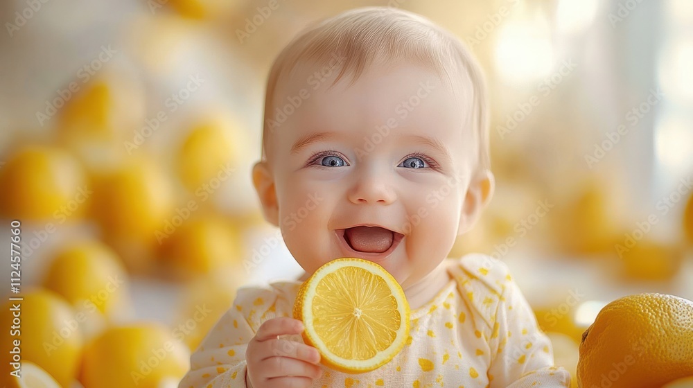 Baby Tasting Lemon for the First Time Surprised Family Laughter High ...