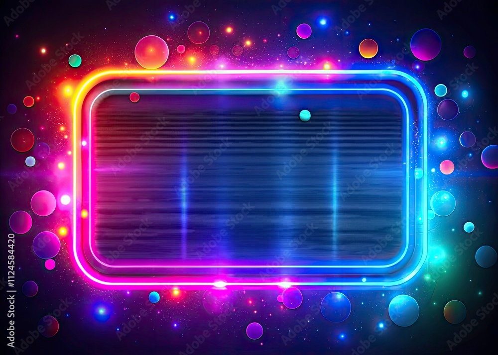 Neon Rectangle Light Frame, LED Button Glow, Laser Text Template ...