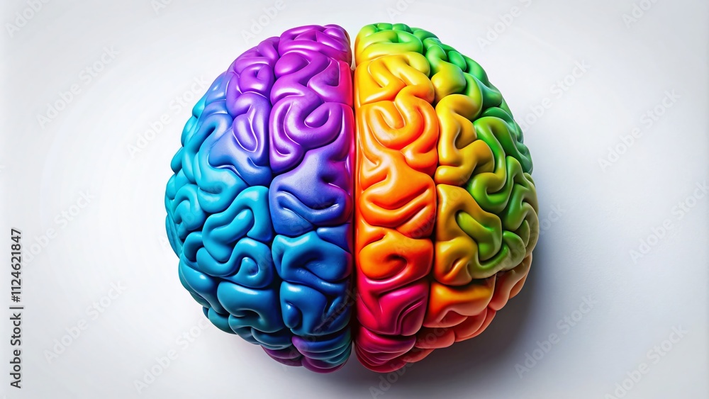 Aerial Photography of Colorful Hemisphere Brain Illustration on White ...