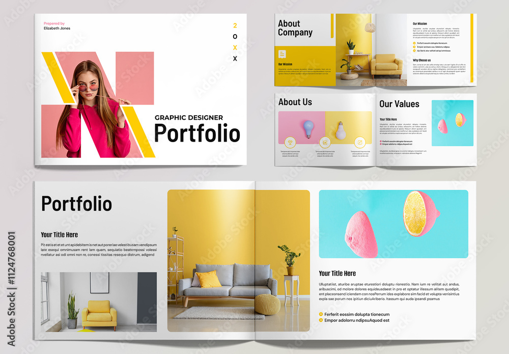 Creative Graphic Designer Portfolio Layout Stock Template | Adobe Stock