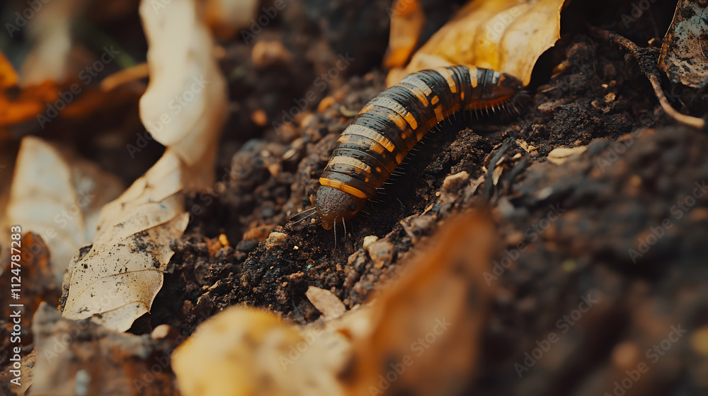 A Close Perspective on a Cutworm Amidst Decaying Leaves: A Deep Dive ...