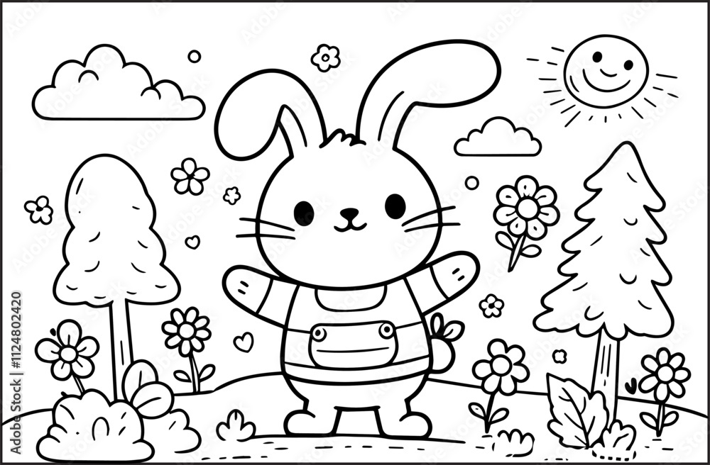 cute rabbit coloring book