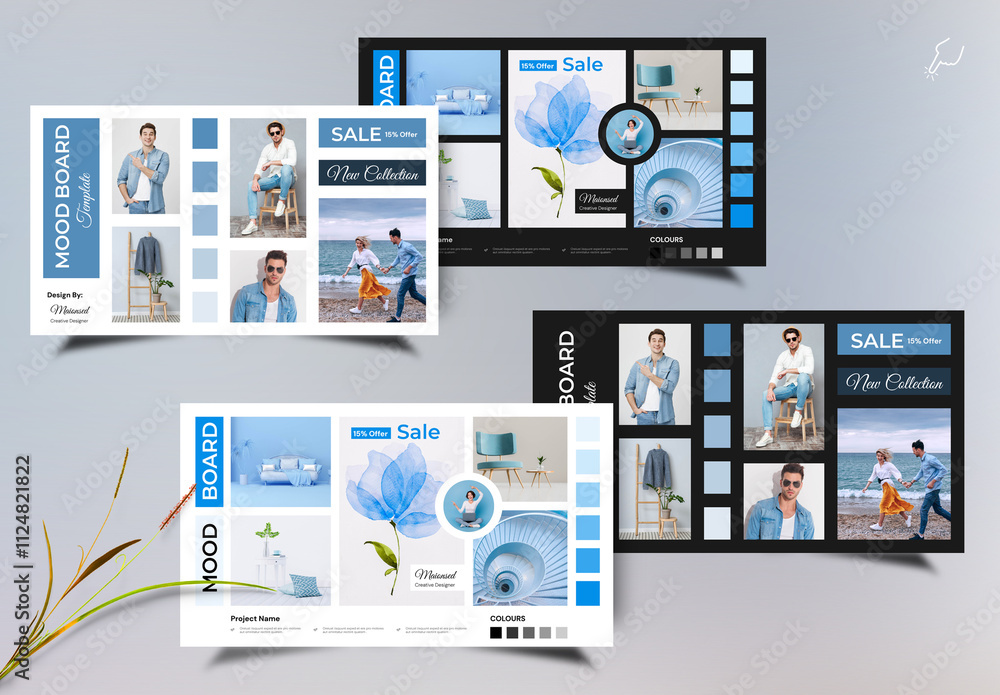 Easy Collages & Moodboard Layout With Dark & Light Accents Stock ...