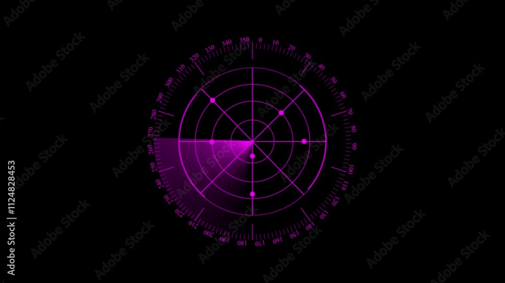 Sonar radar. Glow green background with navigation radar. Animation on ...