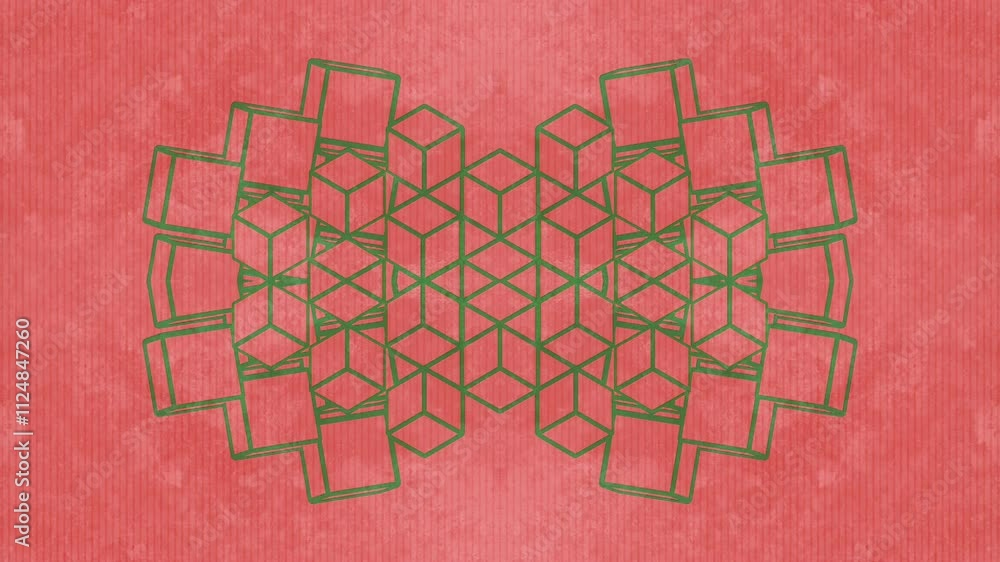 Digital seamless loop animation with smoothly changing contours of cubes forming a dynamic ...