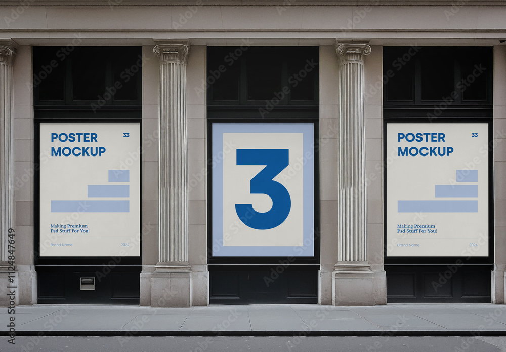 Three Ractangle Poster PSD Mockups Stock Template | Adobe Stock