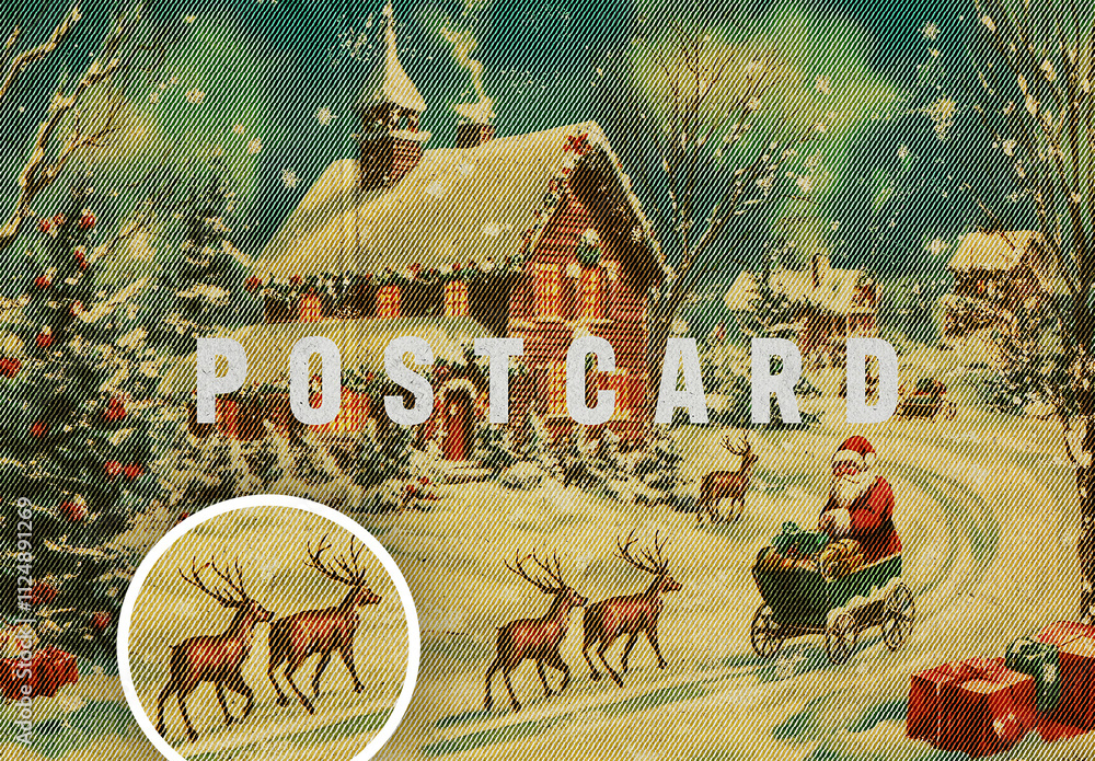 Retro Halftone Postcard Photo Effect Mockup Stock Template | Adobe Stock