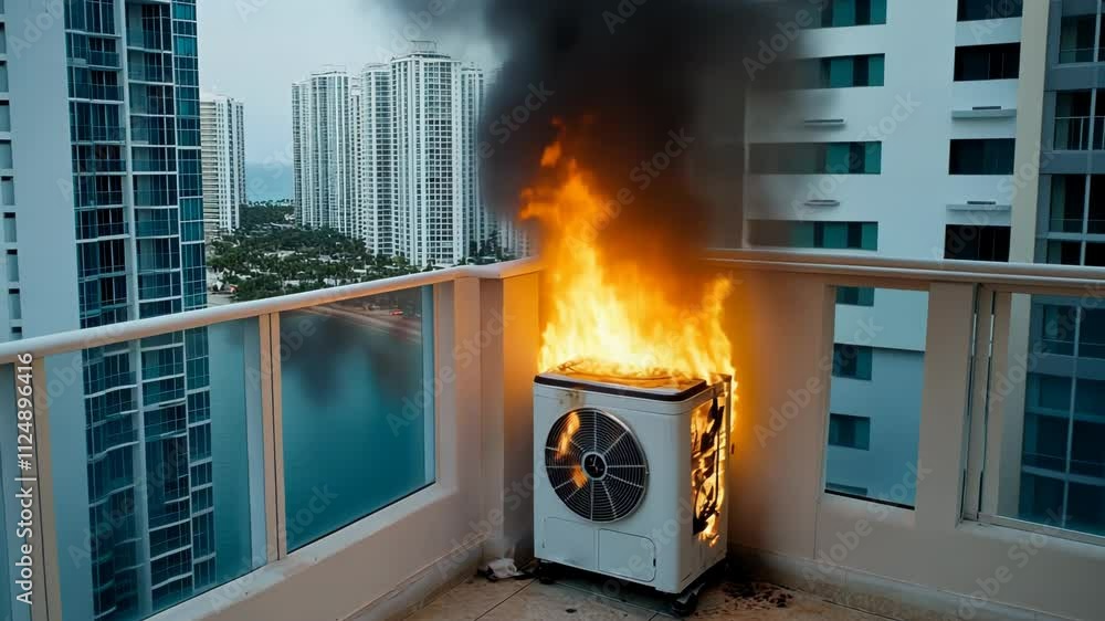 Fire Hazard: Malfunctioning Air Conditioning Unit Stock Video | Adobe Stock