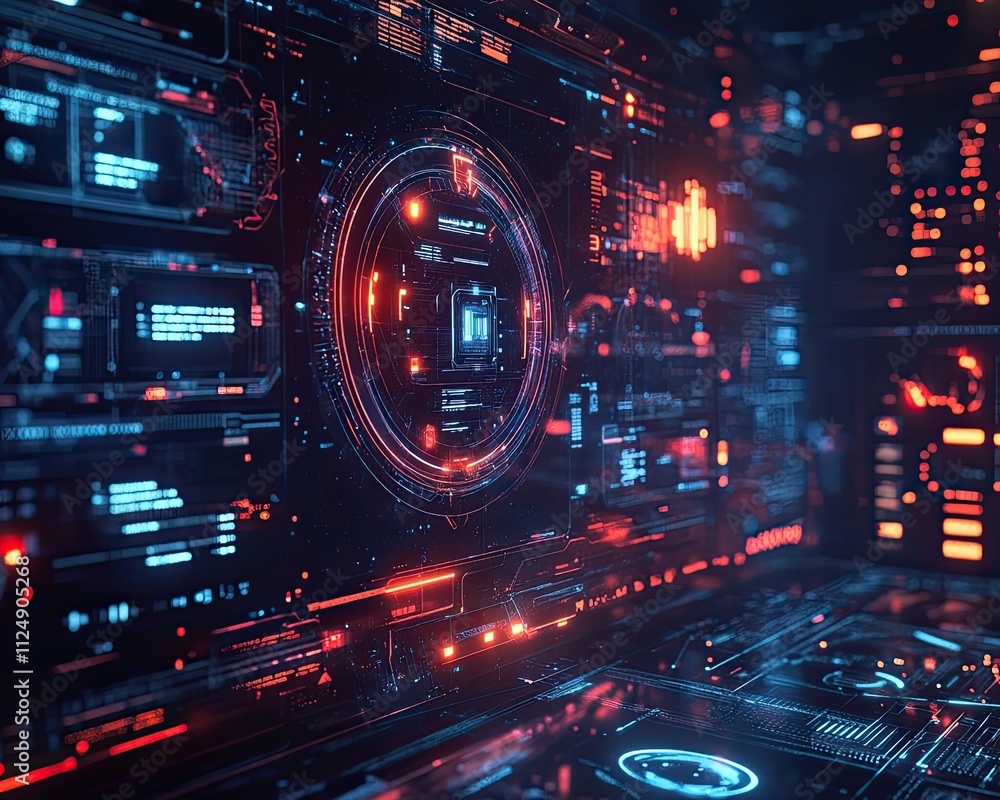 Futuristic AI concept design holographic Holographic AI interface design Futuristic AI control ...