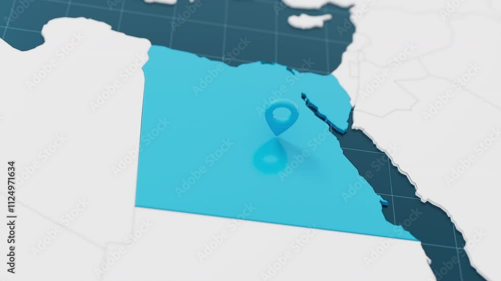 Highlight with blue of Egypt 3d map with pointer pin surrounded with ...