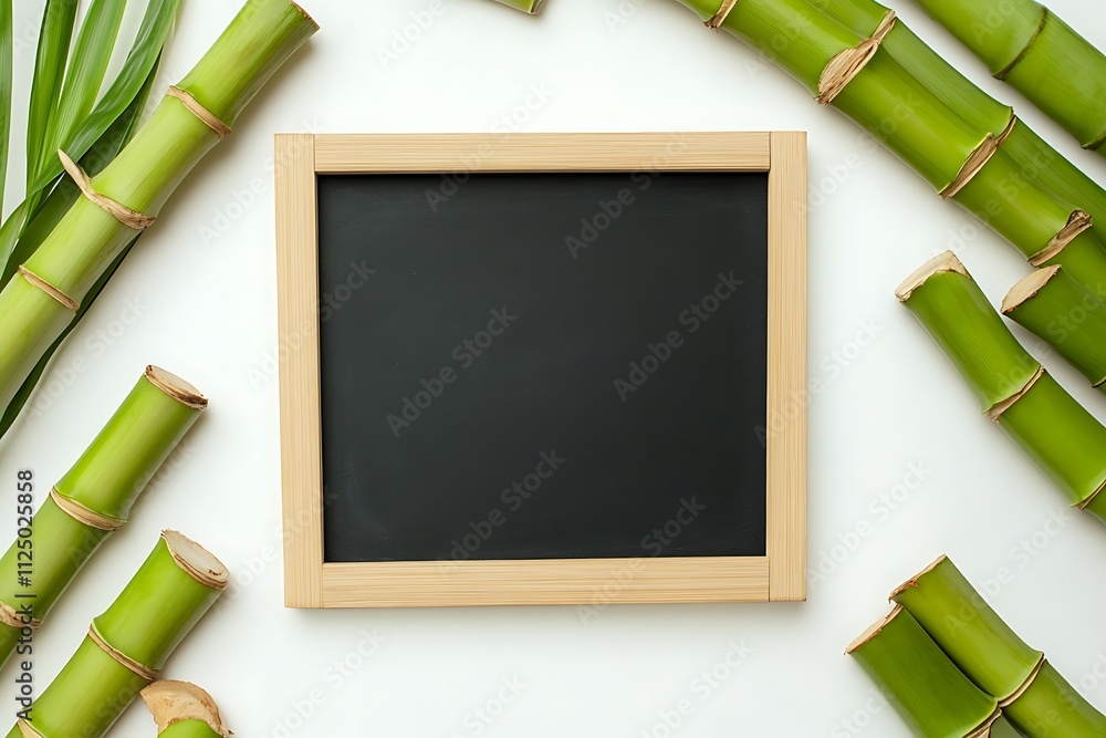 Bamboo frame with wooden sticks borders or wood sign board background ...