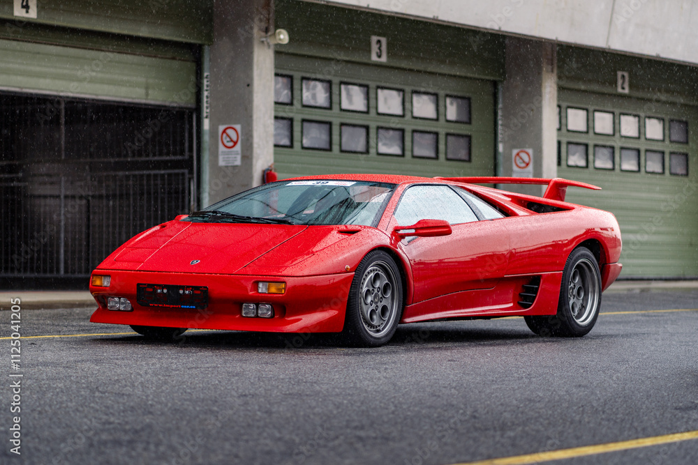 Red luxury sports car Lamborghini Diablo. Rare Italian sports red car ...
