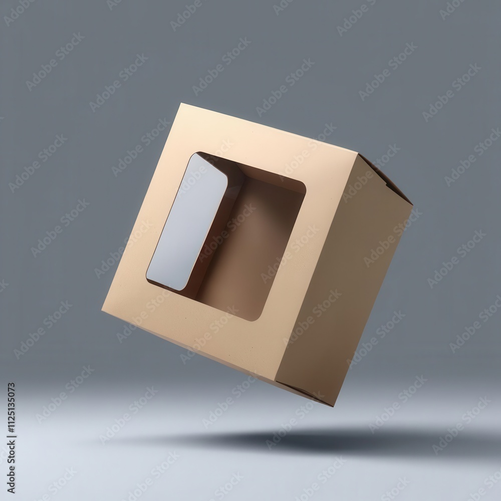 Minimalist floating packaging box showcasing a sleek product design ...
