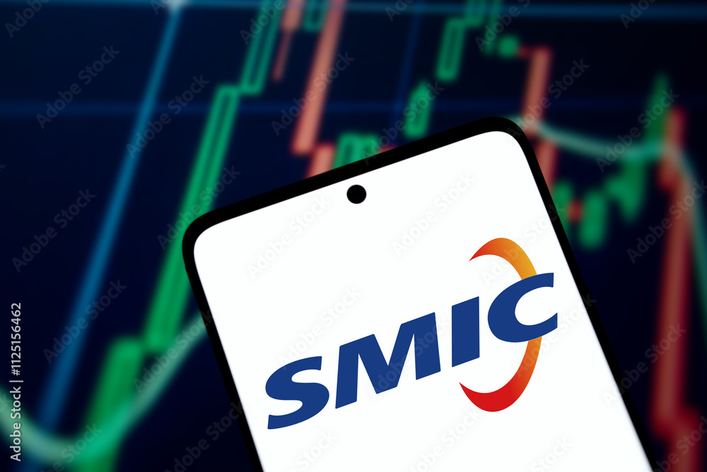 Dhaka, Bangladesh- 9 Dec 2024: SMIC logo is displayed on smartphone. Semiconductor Manufacturing ...