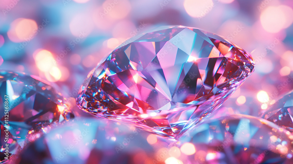 Shiny diamond with reflection, glowing light creates wallpaper ...