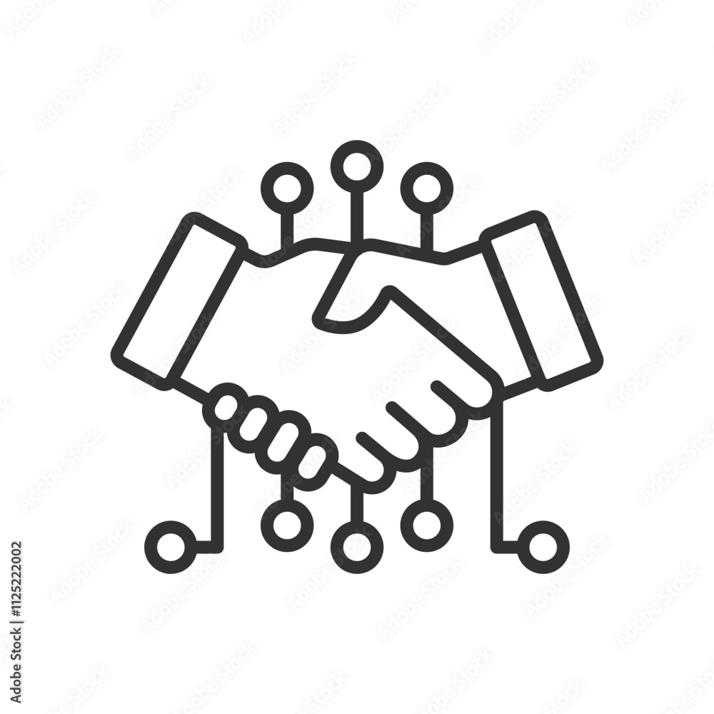 Technology Handshake API, icon in line design. Technology, handshake ...