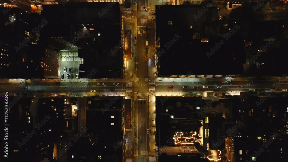 Brightly lit intersections in Manhattan, New York City come alive at ...