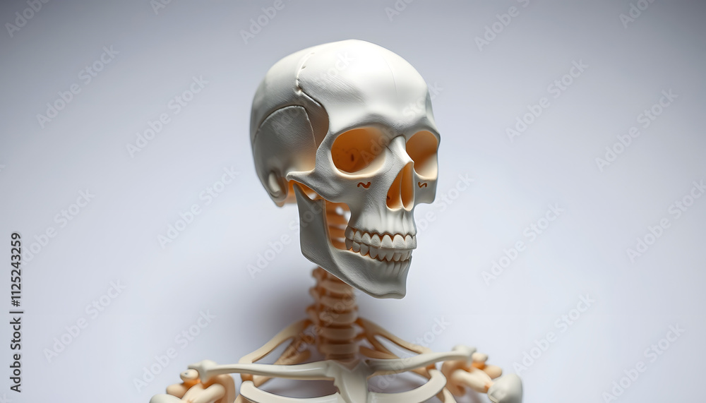 Human skeleton face anatomy with brain, teeth, jaw and nerves. Copy ...