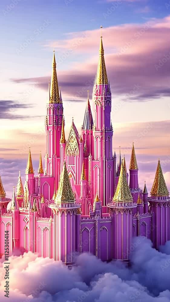 Castle in the sky. Cartoon castle in clouds. Heavenly castles ...