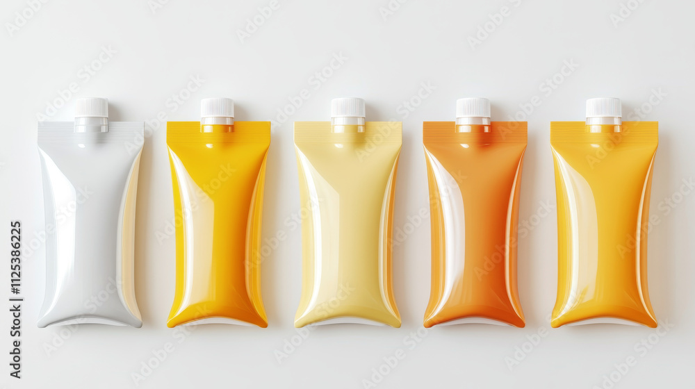 Doypack package mockup. Plastic blank pouch bag. 3d doy pack with cap ...