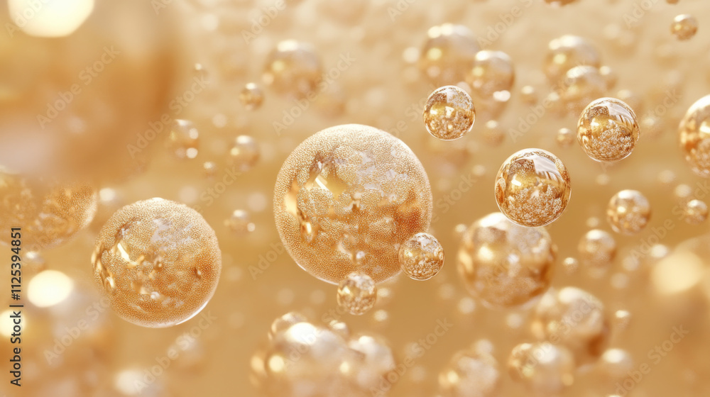 Fizzy bubble in carbonated effervescent soda water or champagne ...