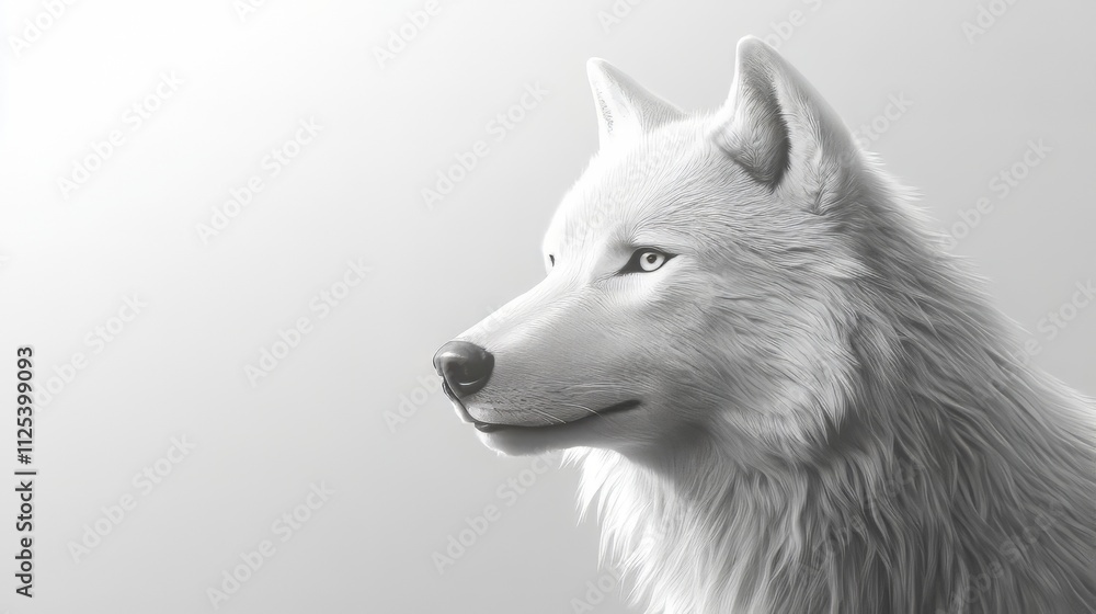 Potrait of white wolf with the white background. wolf wallpaper. Ultra ...