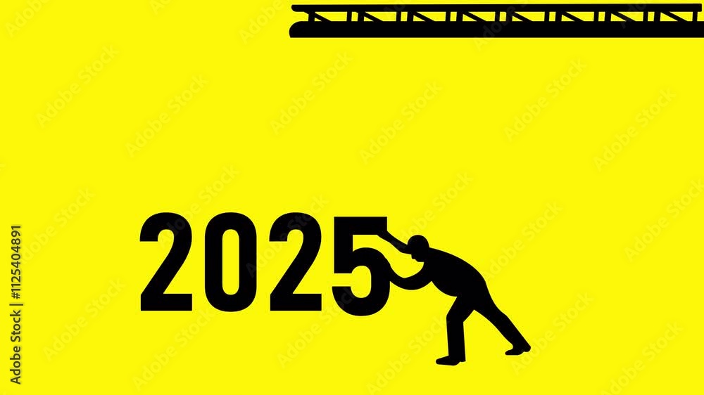 Happy new year 2025 welcome green screen. Year changing from 2024 to ...