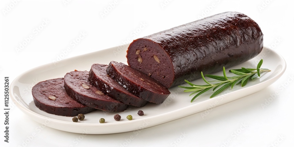 Sliced Black Pudding on a White Plate for Traditional Cuisine Blogs ...