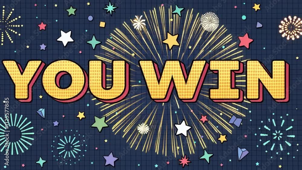 Victory Confetti A vibrant pixelated background bursts with colorful ...