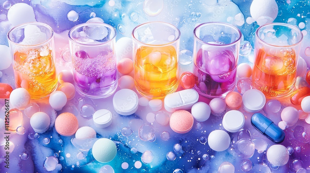 Artistic watercolor collage, interlacing vivid imagery of broken ...